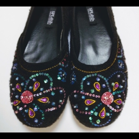 Splash | Shoes | Beaded Black Flats | Poshmark